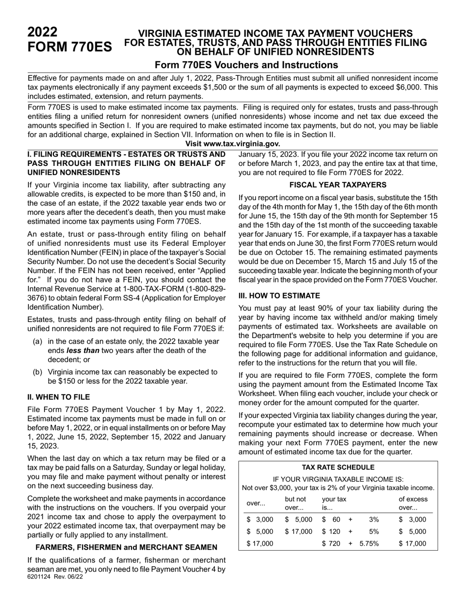 Form 770ES - 2022 - Fill Out, Sign Online and Download Fillable PDF ...
