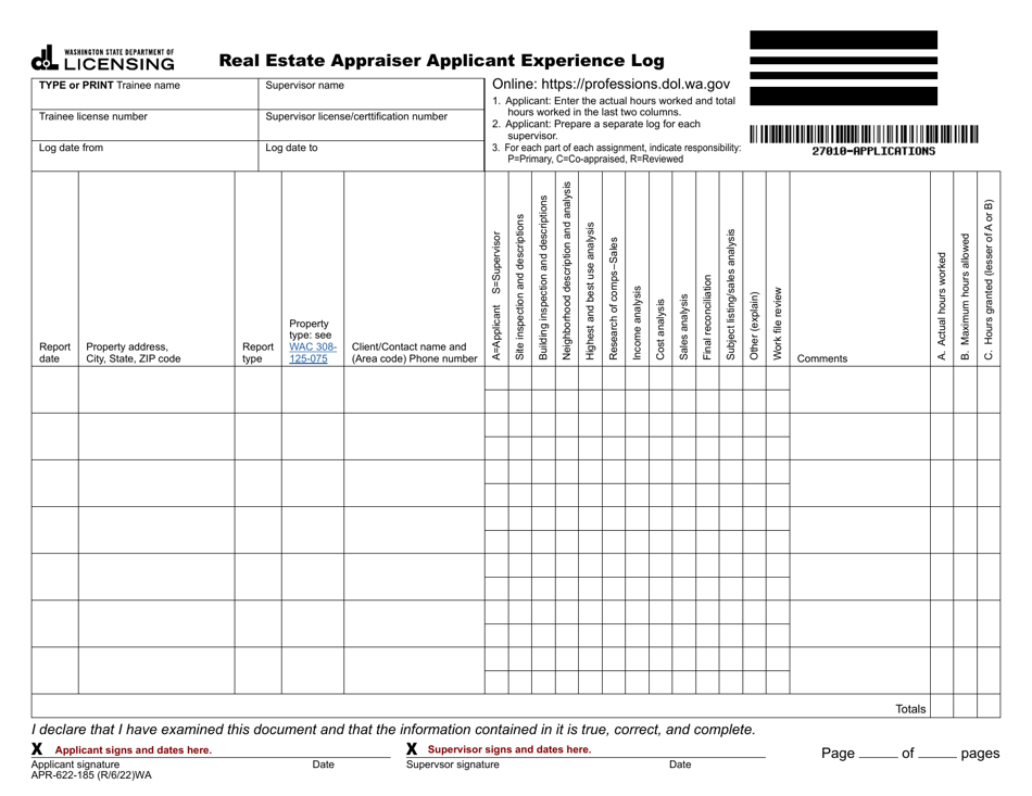 Form APR-622-185 - Fill Out, Sign Online and Download Fillable PDF ...