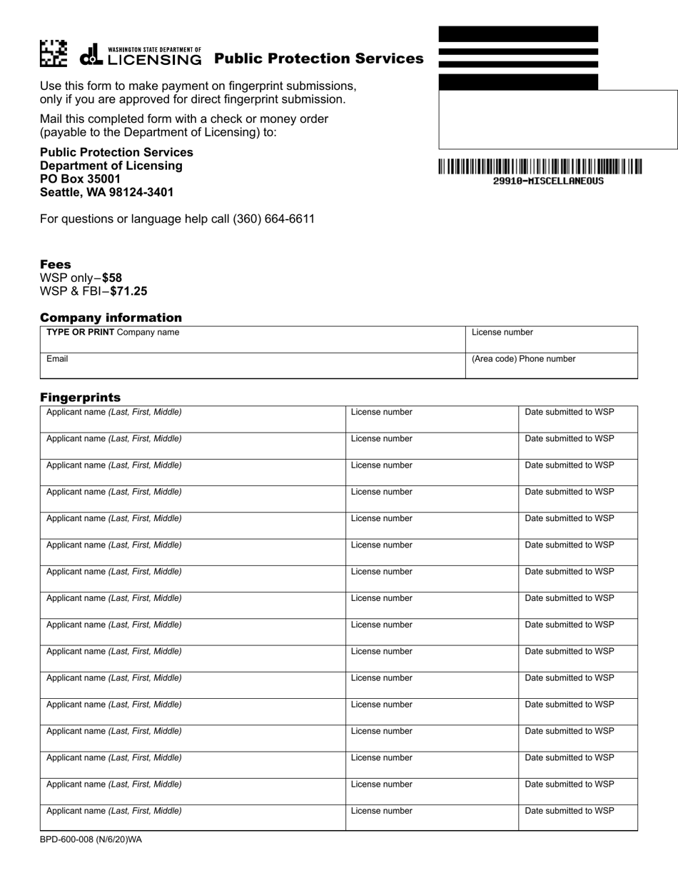 Form BPD-600-008 Download Fillable PDF or Fill Online Public Protection ...