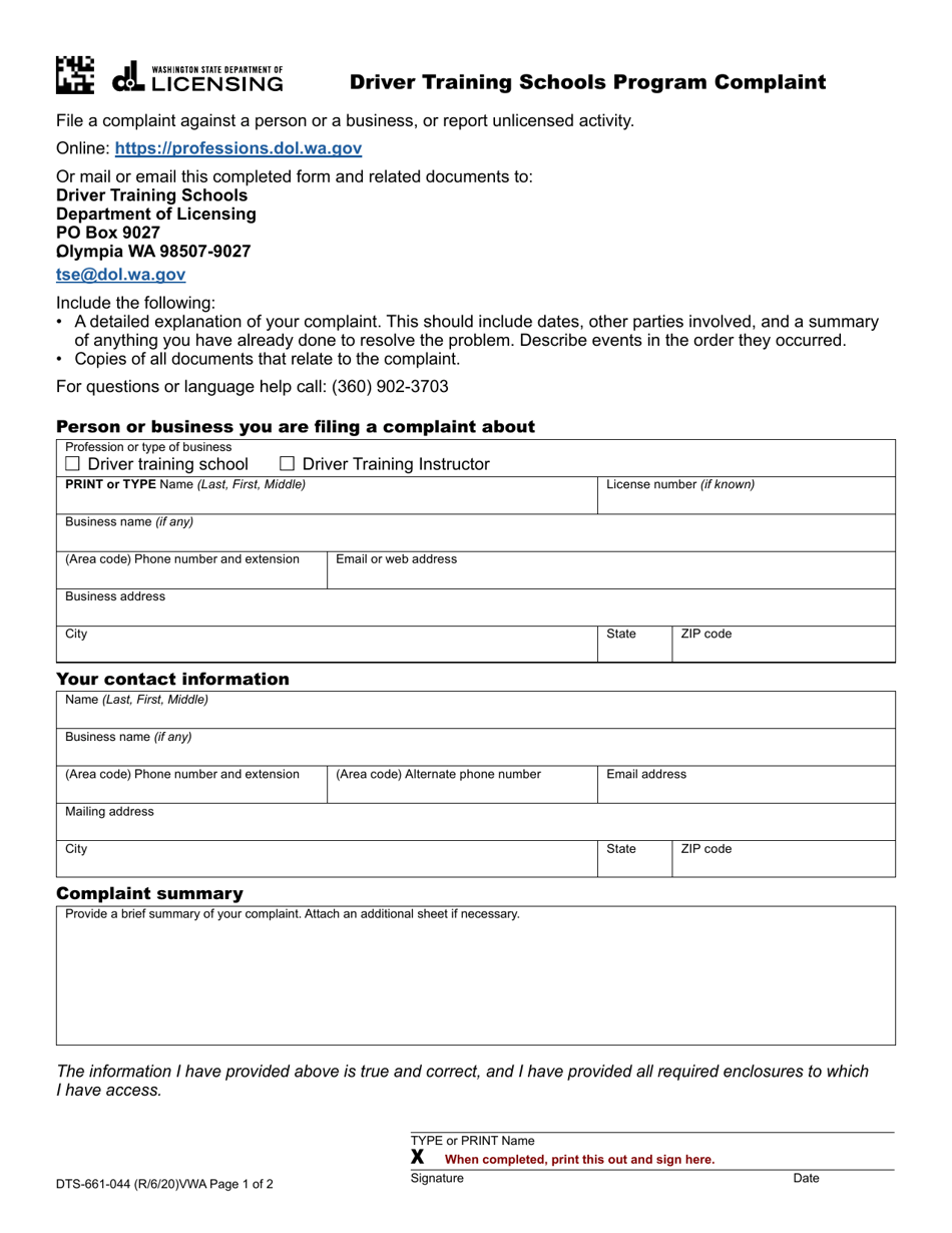Form DTS-661-044 - Fill Out, Sign Online and Download Fillable PDF ...