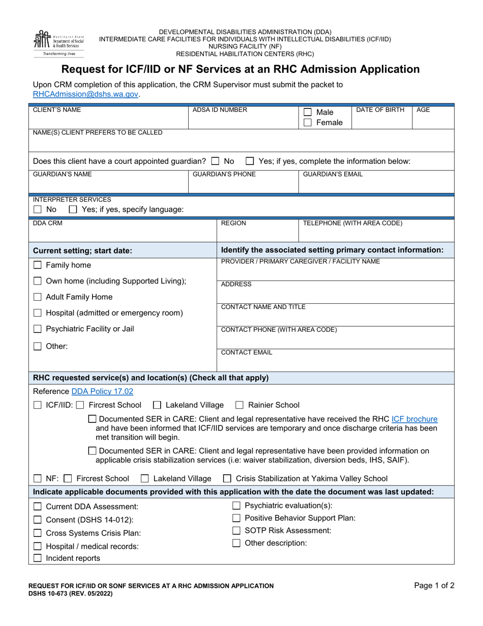 DSHS Form 10-673 - Fill Out, Sign Online and Download Printable PDF ...