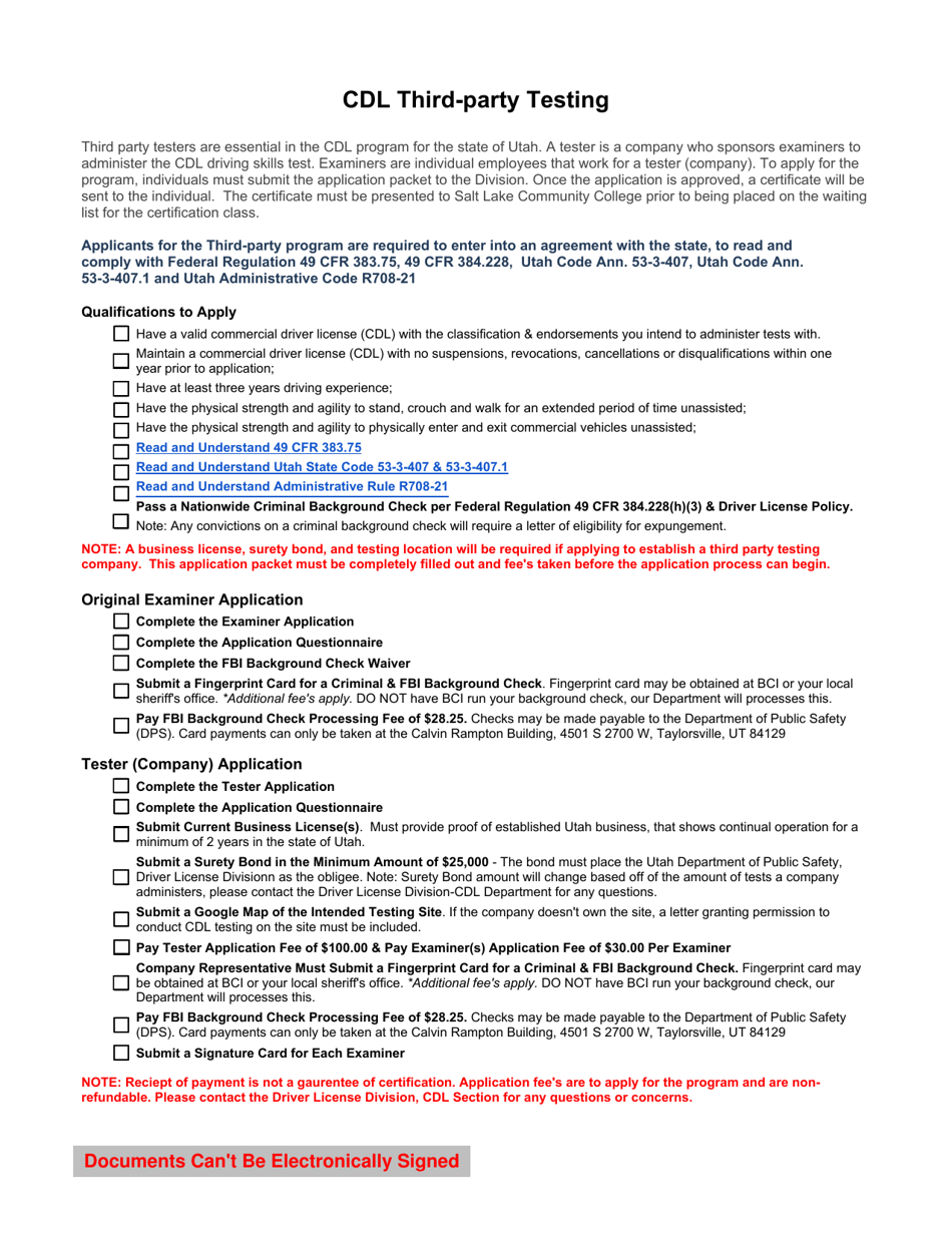 Utah Third Party Tester Certification Application Packet - Fill Out ...