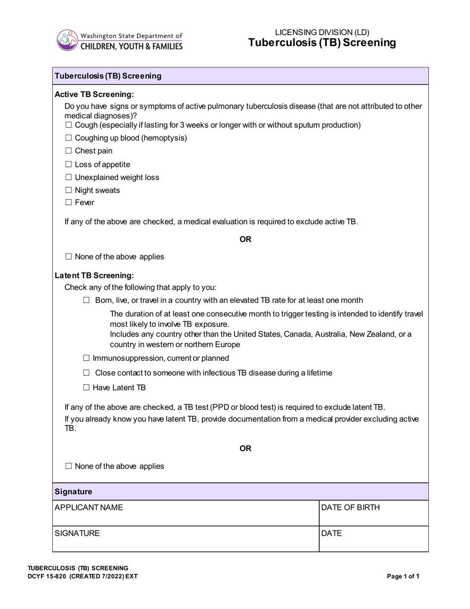 DCYF Form 15-820 - Fill Out, Sign Online and Download Fillable PDF ...