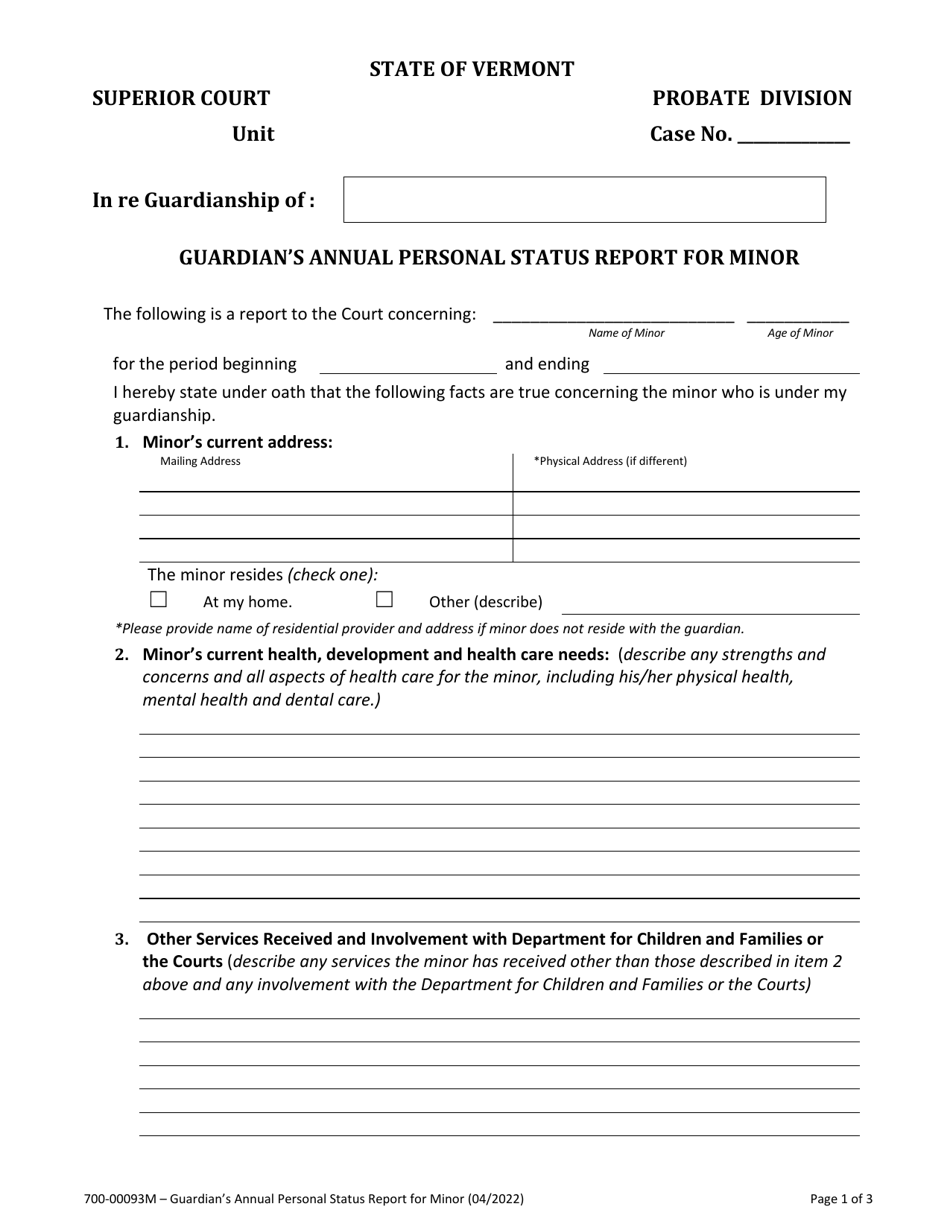 Form 700-00093M Download Fillable PDF or Fill Online Guardian's Annual ...