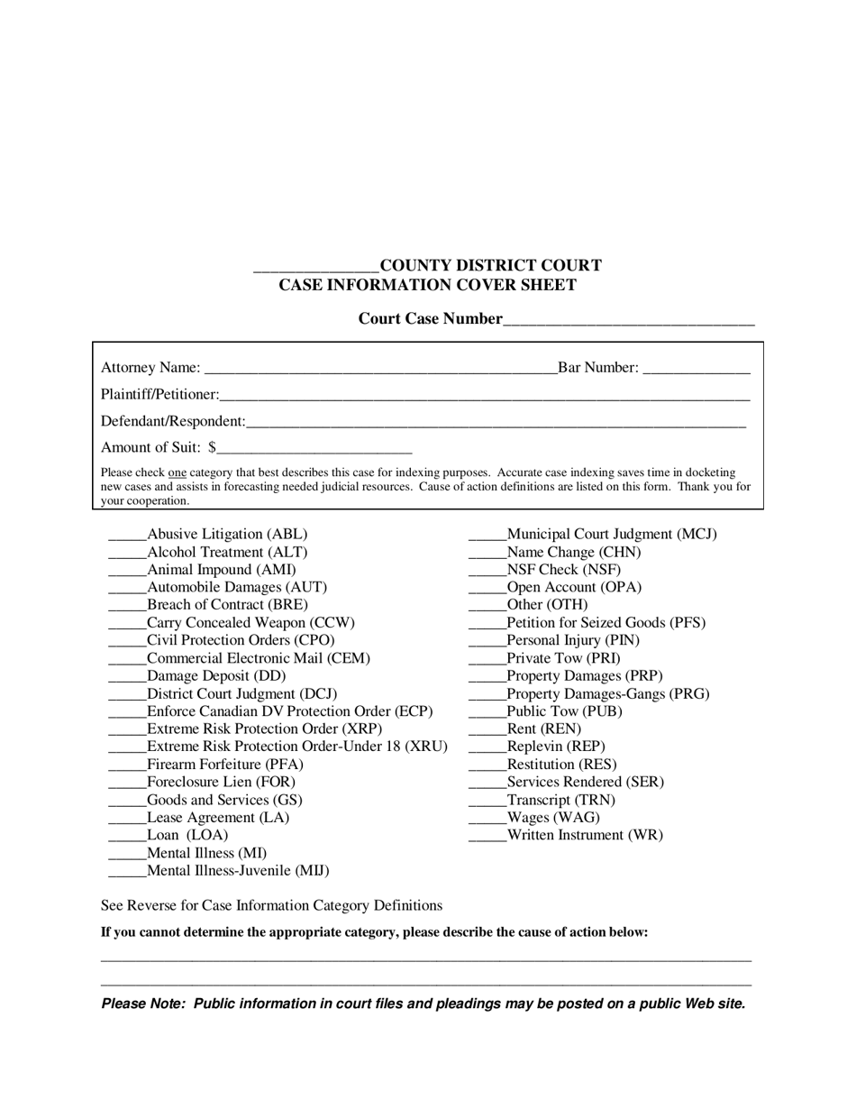 Washington Case Information Cover Sheet - Fill Out, Sign Online and ...