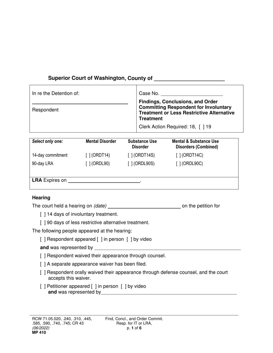 Form MP410 - Fill Out, Sign Online and Download Printable PDF ...