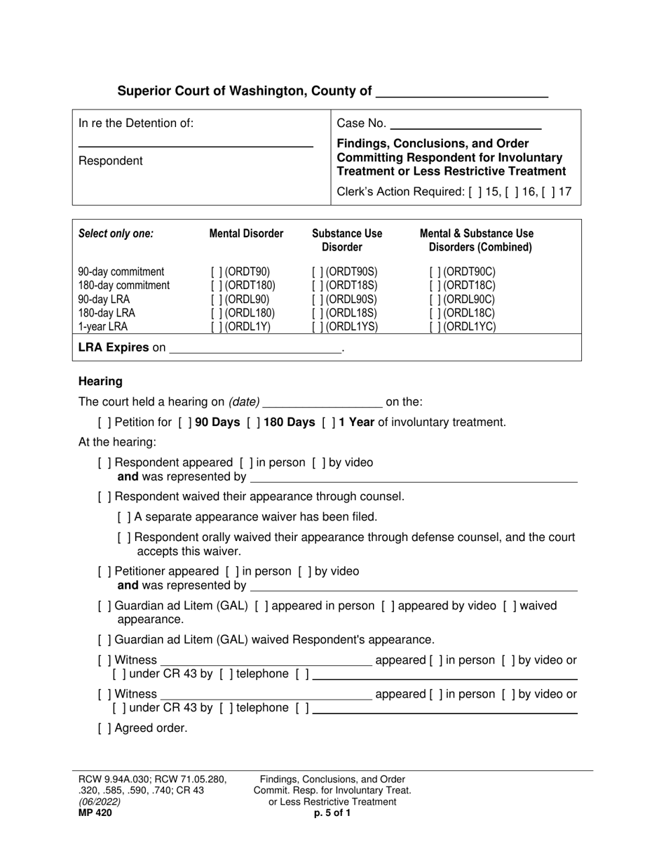 Form MP420 Download Printable PDF or Fill Online Findings, Conclusions ...
