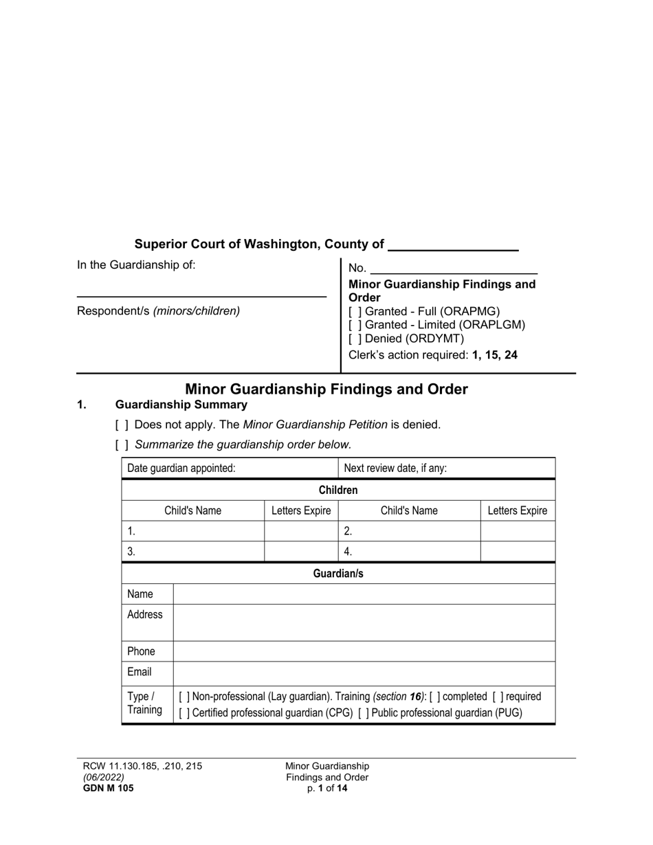 Form GDN M105 - Fill Out, Sign Online and Download Printable PDF ...