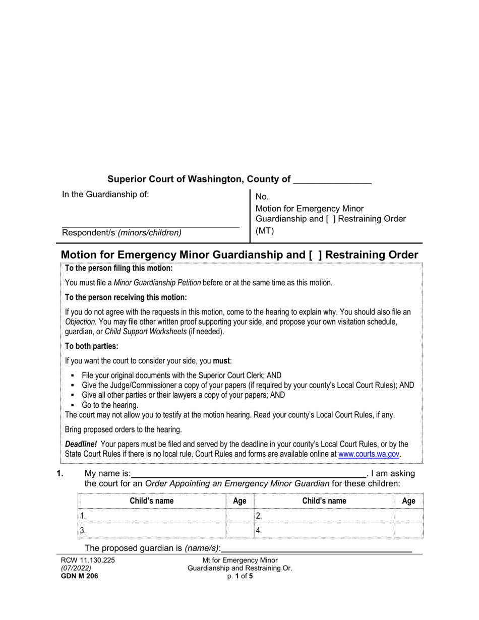 Form GDN M206 - Fill Out, Sign Online and Download Printable PDF ...