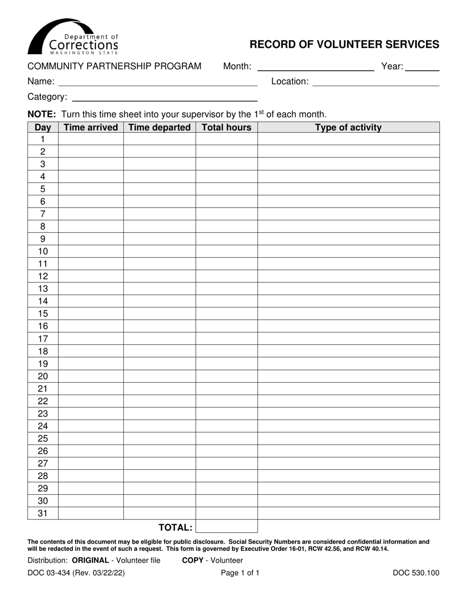 Form DOC03-434 - Fill Out, Sign Online and Download Printable PDF ...