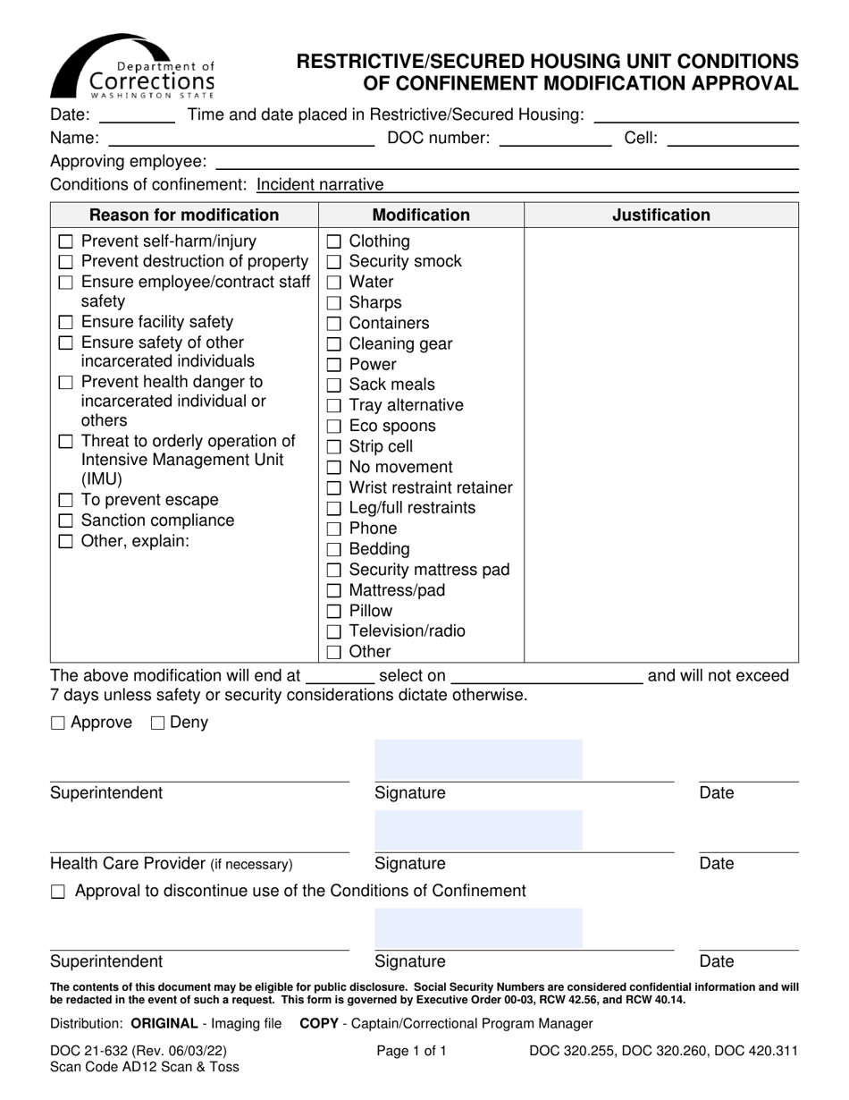 Form DOC21-632 Download Printable PDF or Fill Online Restrictive ...