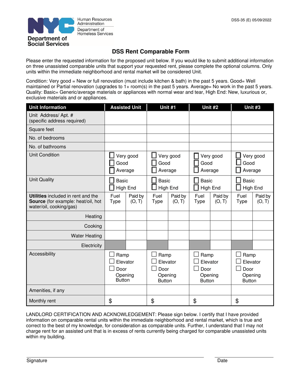 Form DSS-35 - Fill Out, Sign Online and Download Fillable PDF, New York ...