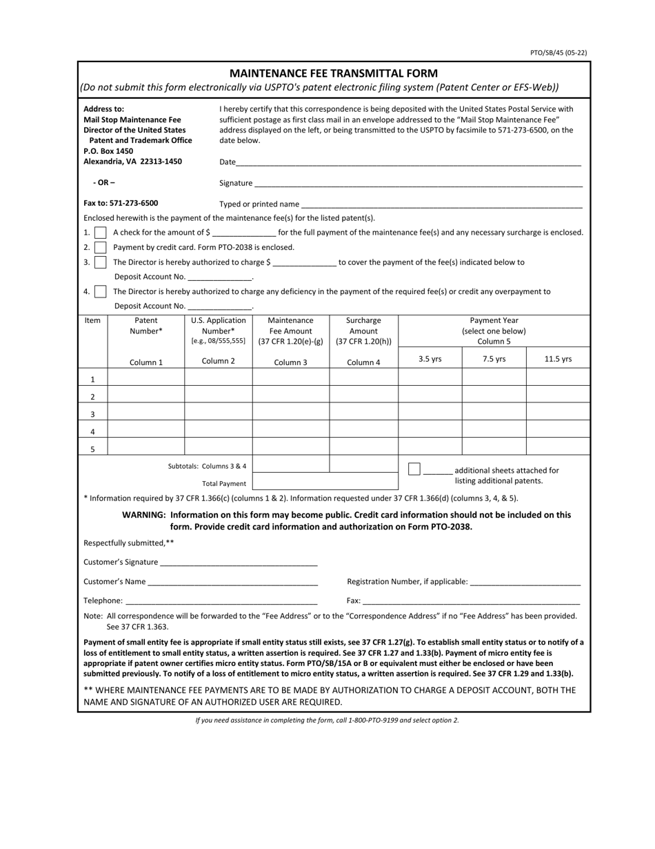 Form PTO/SB/45 - Fill Out, Sign Online and Download Fillable PDF ...