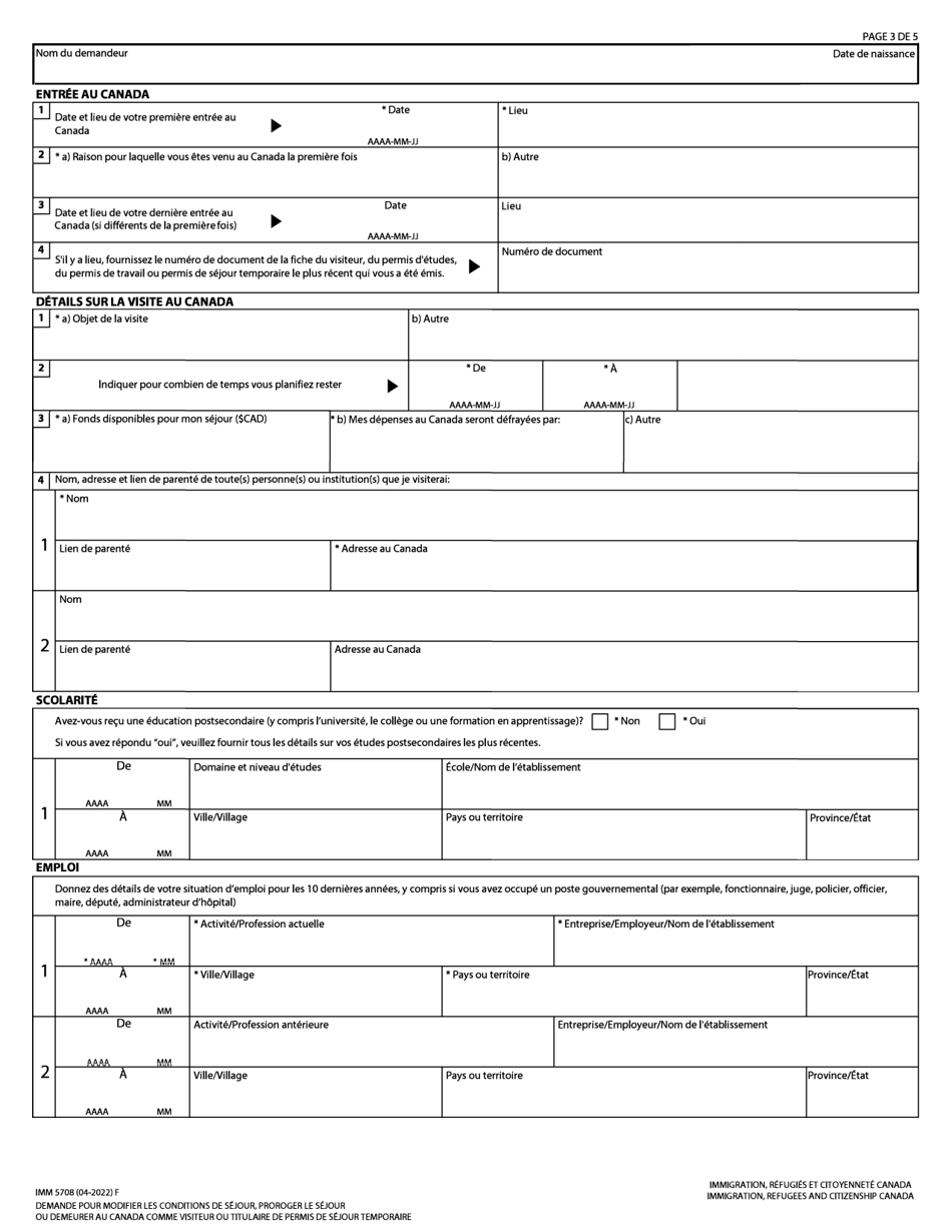 Forme IMM5708 Download Fillable PDF or Fill Online Demande Pour ...