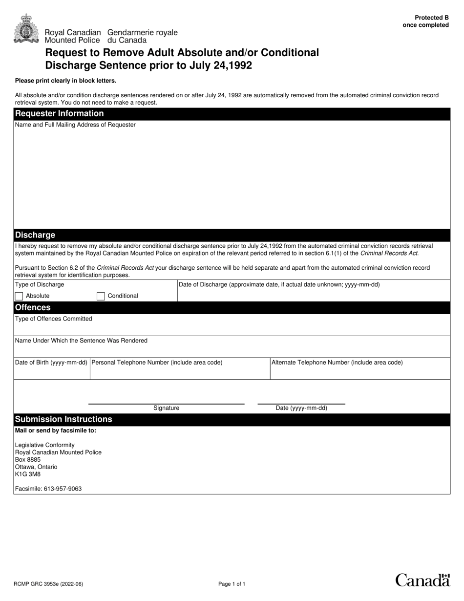 Form RCMP GRC3953 Download Fillable PDF Or Fill Online Notice Of
