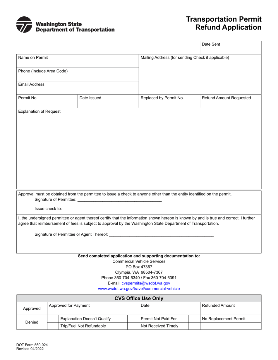 DOT Form 560-024 - Fill Out, Sign Online and Download Fillable PDF ...