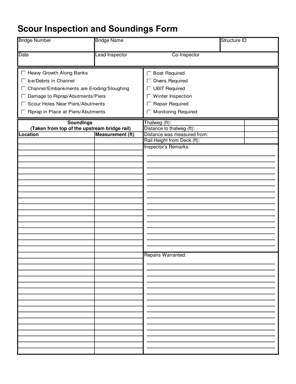 Washington Scour Inspection and Soundings Form - Fill Out, Sign Online ...