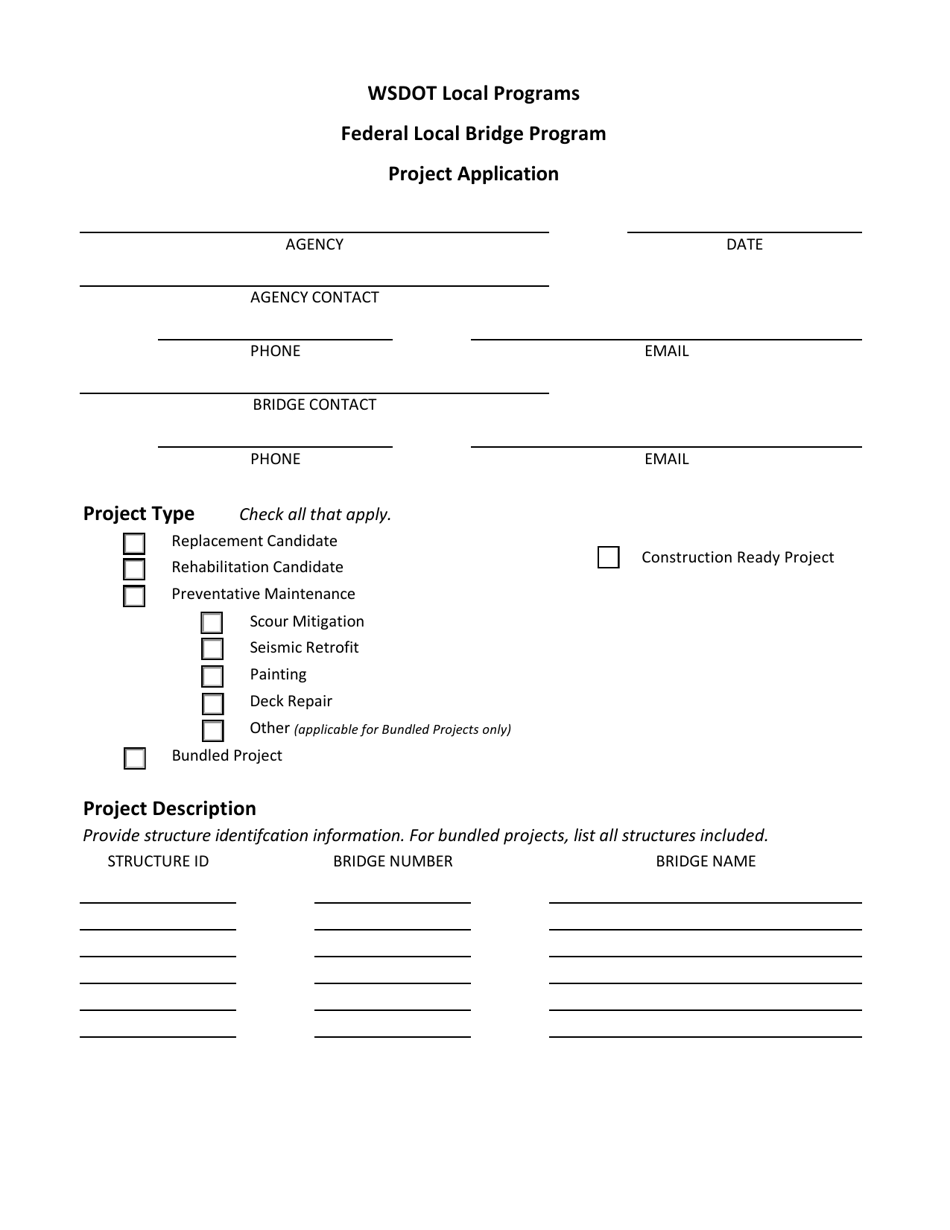 Washington Federal Local Bridge Program Project Application - Fill Out ...
