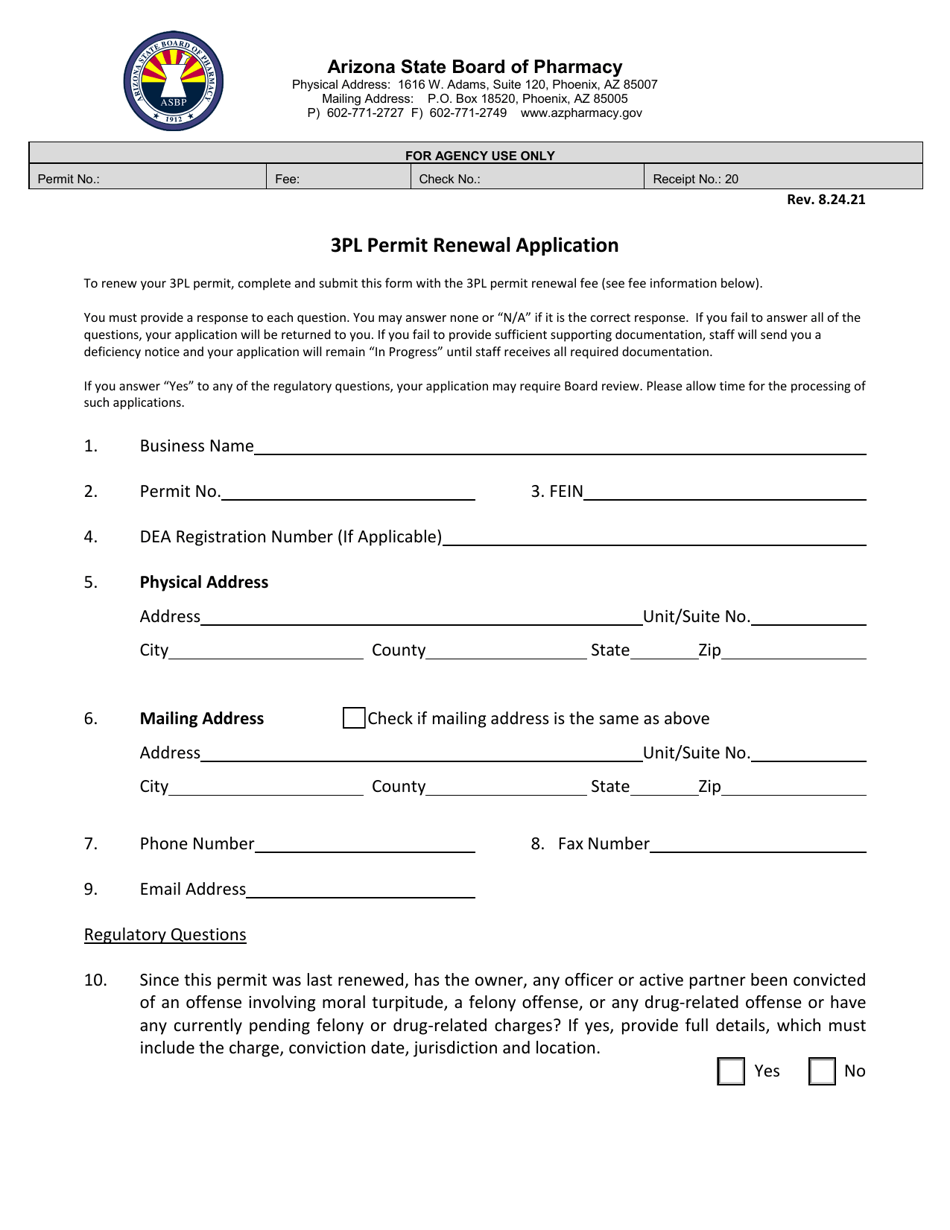Arizona 3pl Permit Renewal Application - Fill Out, Sign Online and ...