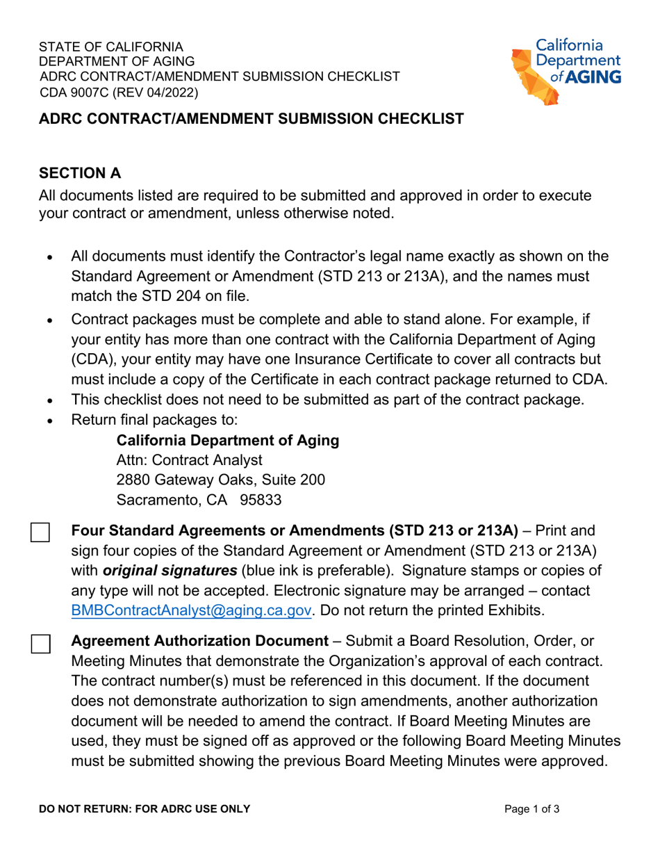 Form CDA9007C - Fill Out, Sign Online and Download Fillable PDF ...