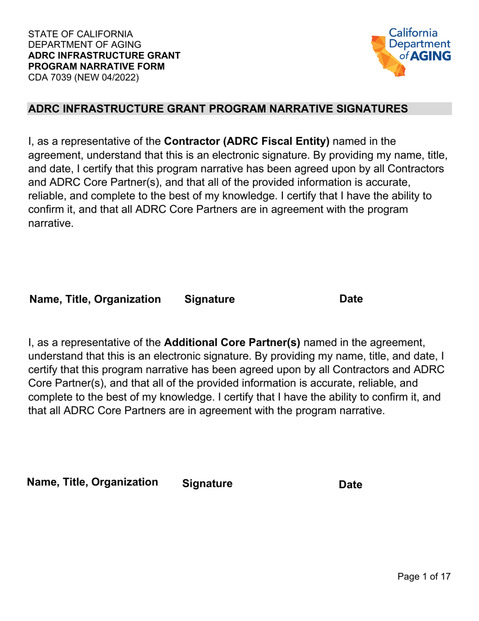 Form CDA7039 - Fill Out, Sign Online and Download Fillable PDF ...