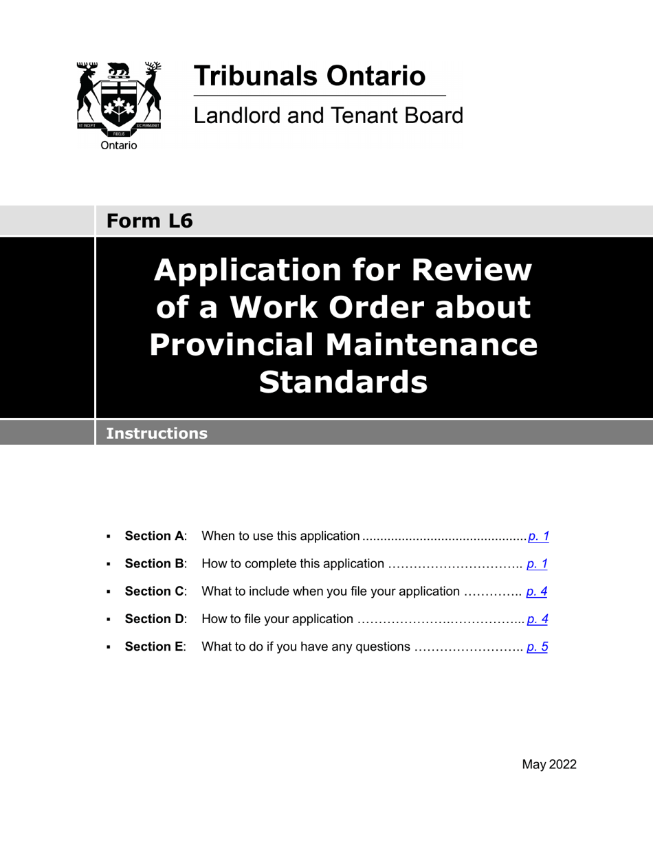 Download Instructions for Form L6 Application for Review of a Work ...