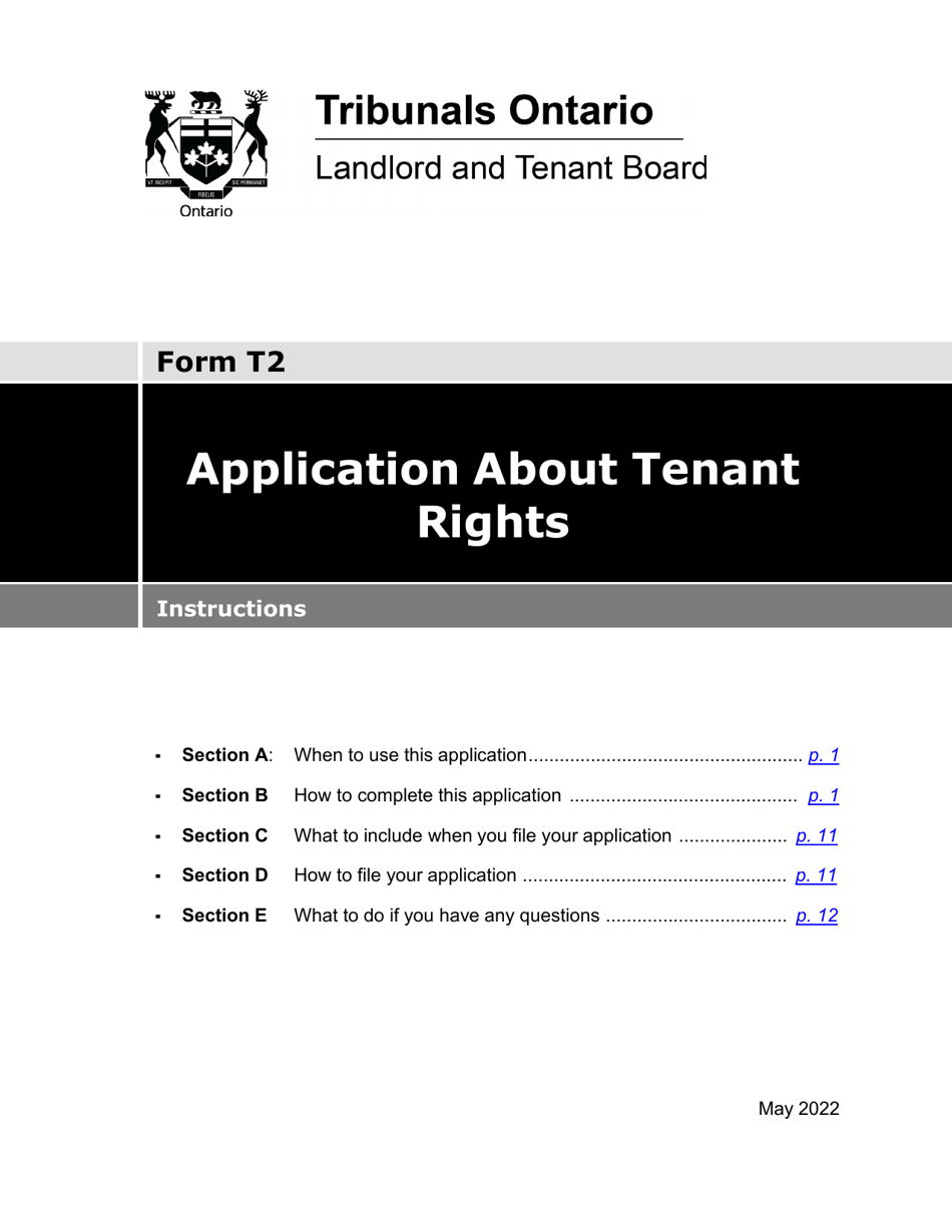 Download Instructions for Form T2 Application About Tenant Rights PDF ...
