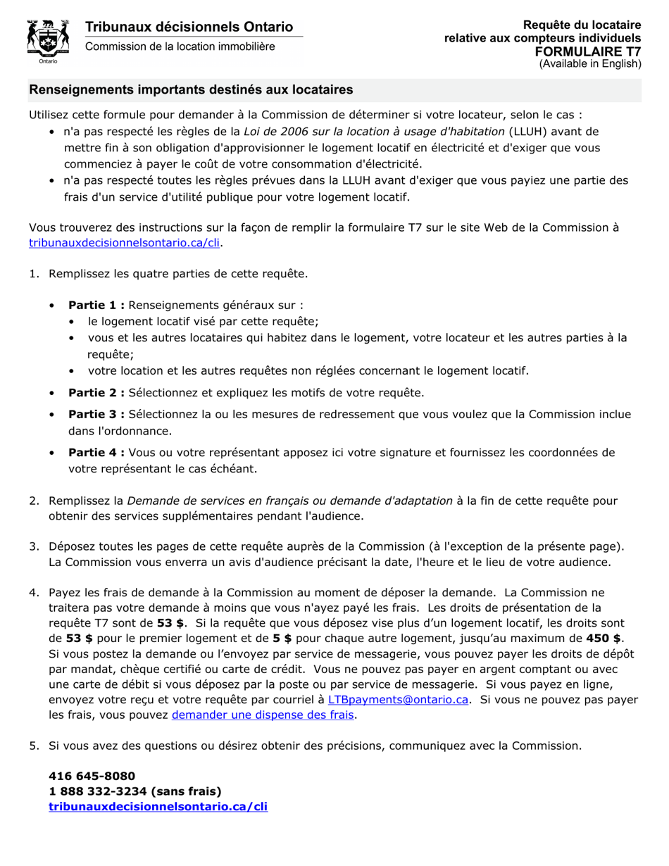 Forme T7 Download Fillable PDF or Fill Online Requete Du Locataire ...