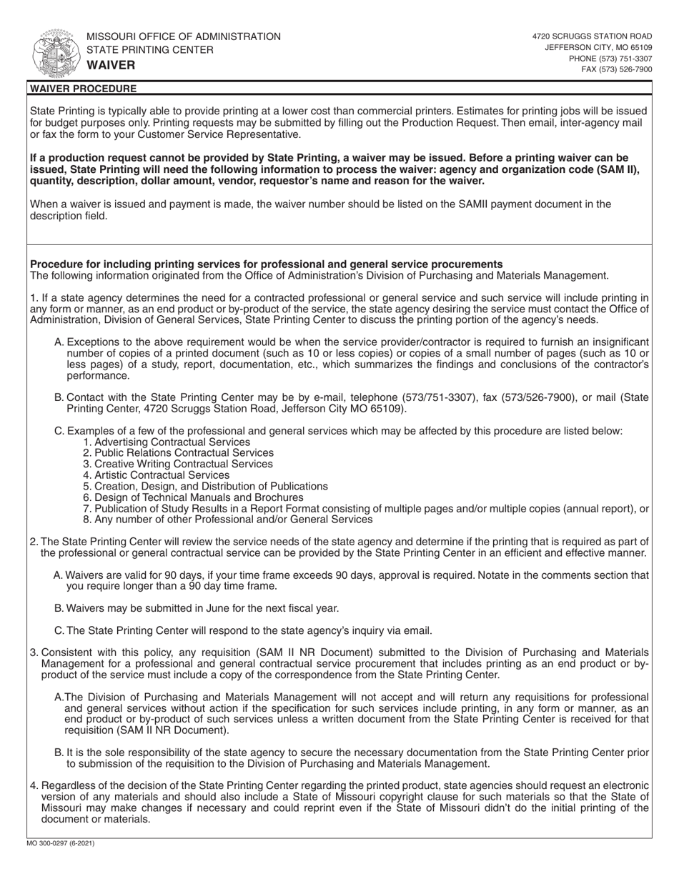 Form MO300-0297 - Fill Out, Sign Online and Download Fillable PDF ...