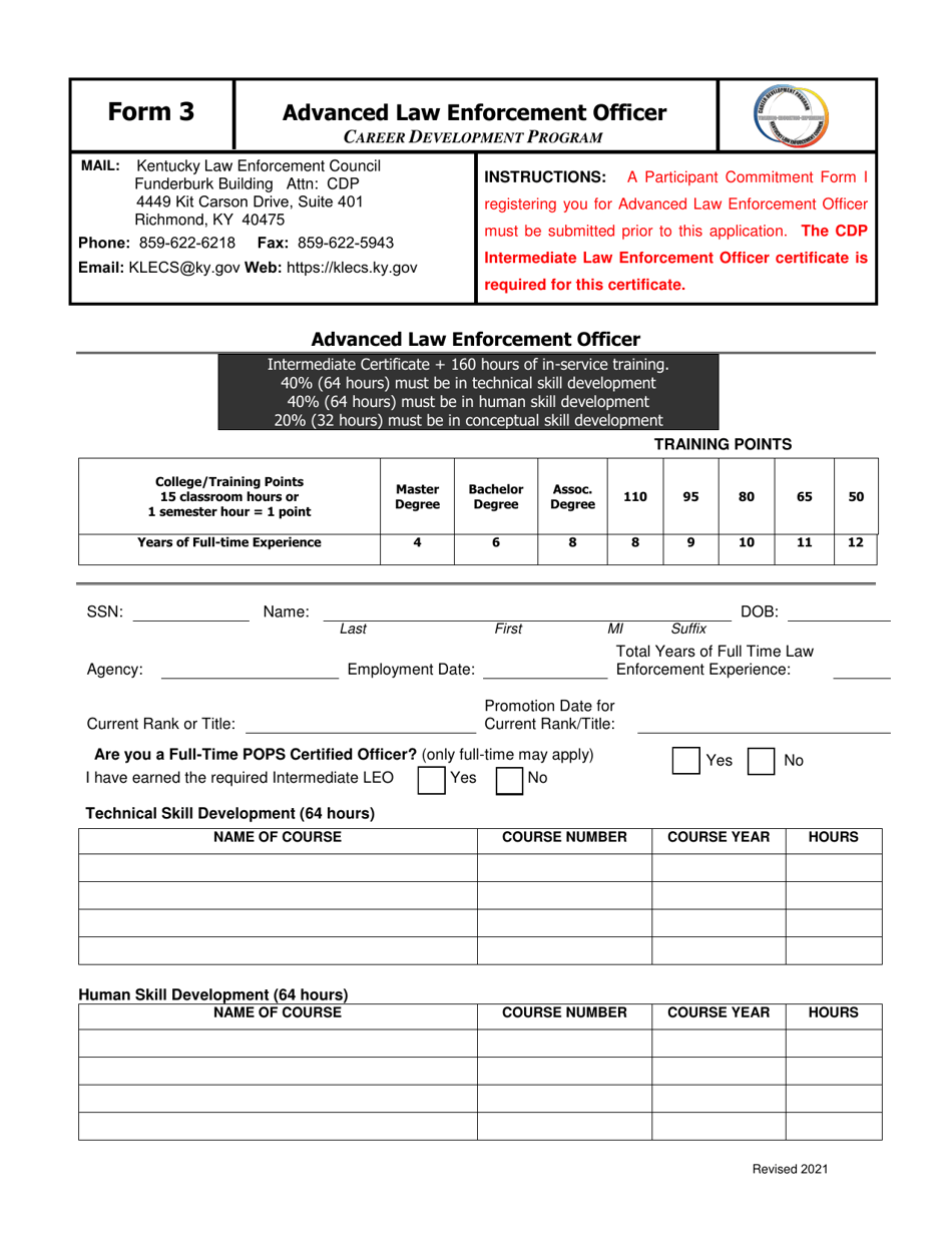 Form 3 Download Fillable PDF or Fill Online Advanced Law Enforcement ...