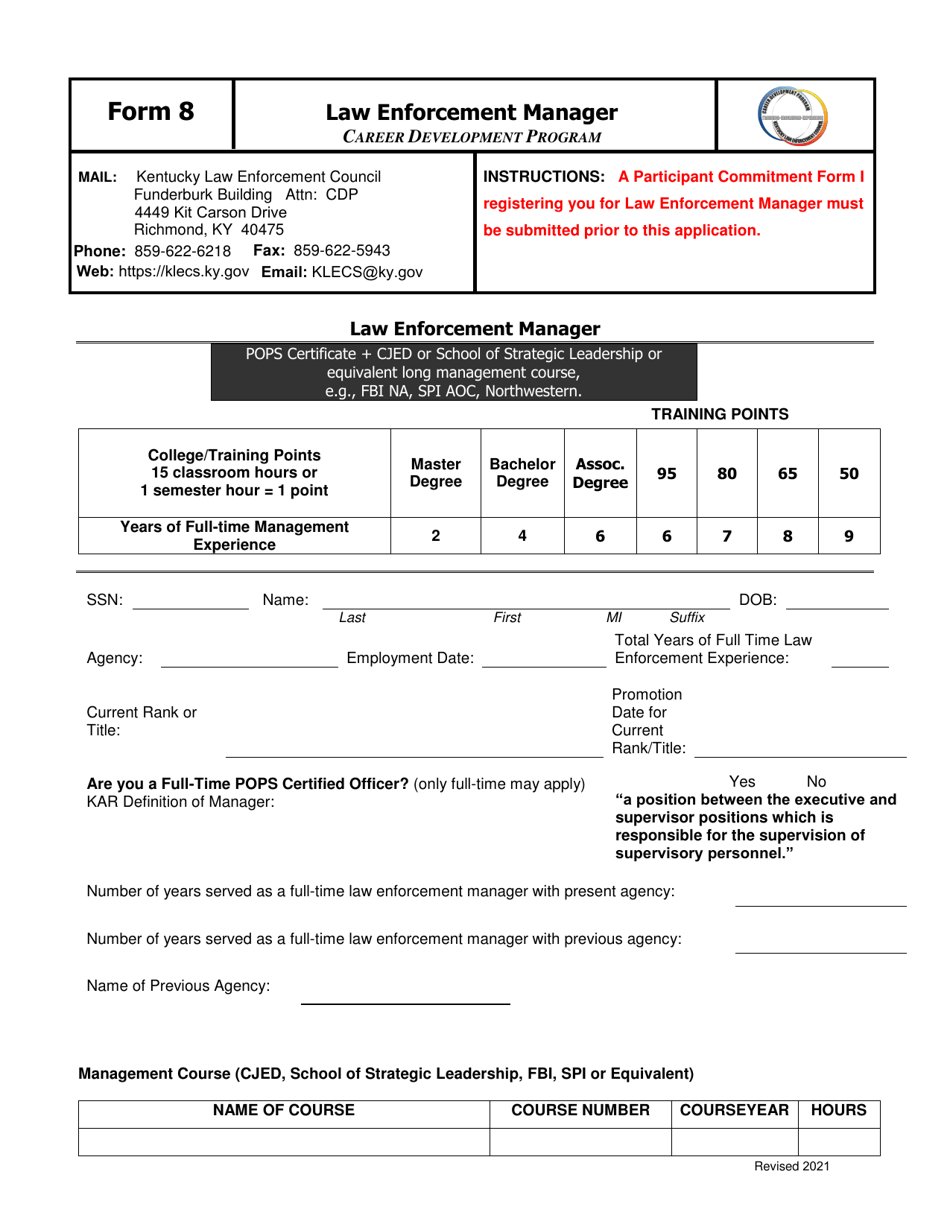 Form 8 - Fill Out, Sign Online and Download Fillable PDF, Kentucky ...