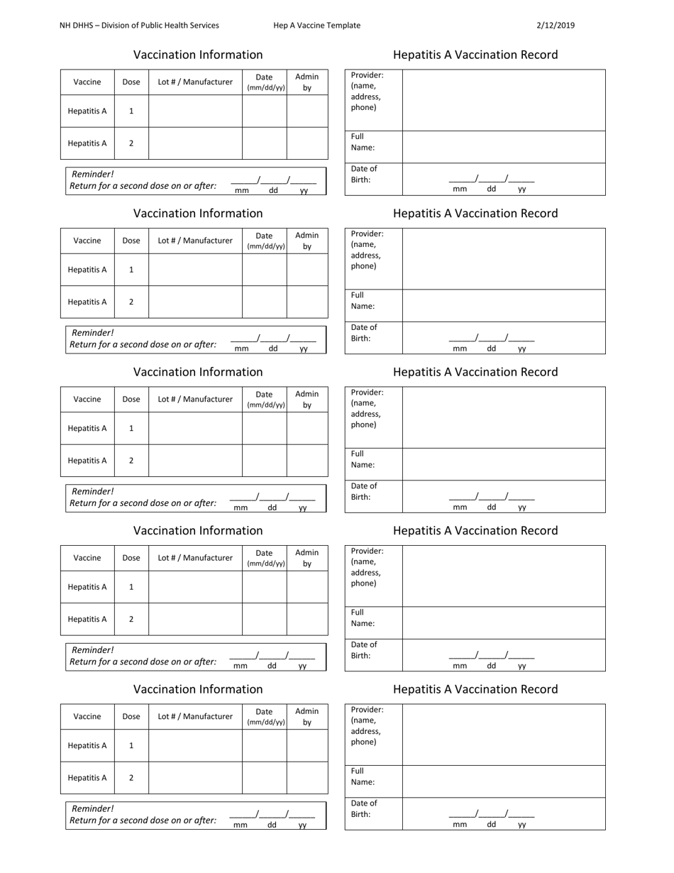 New Hampshire Hepatitis a Vaccination Record - Fill Out, Sign Online ...