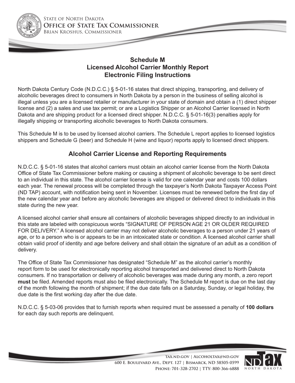Download Instructions for Schedule M Licensed Alcohol Carrier Monthly ...