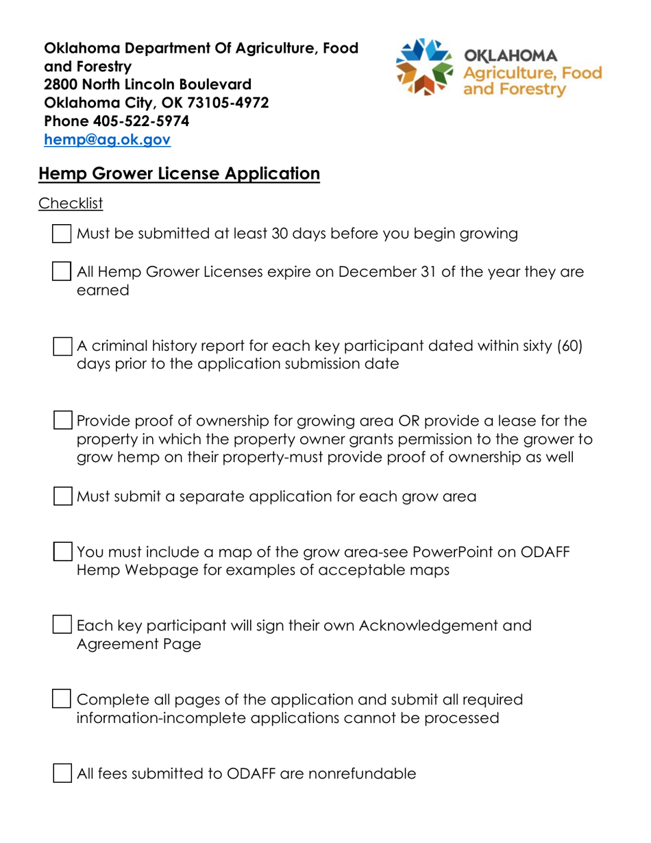 Oklahoma Hemp Grower License Application - Fill Out, Sign Online and ...