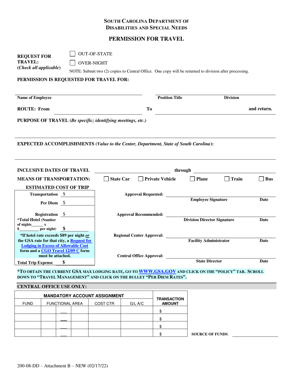 South Carolina Permission for Travel - Fill Out, Sign Online and ...