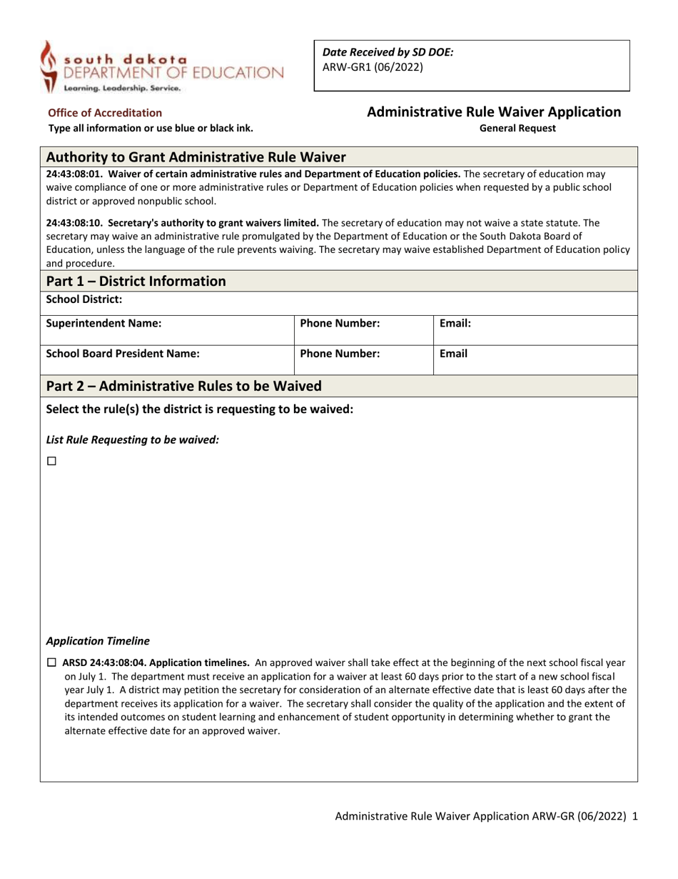 Form ARW-GR1 - Fill Out, Sign Online and Download Printable PDF, South ...