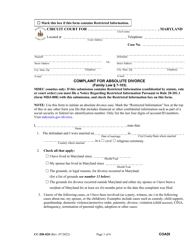 Form CC-DR-020 Download Fillable PDF or Fill Online Complaint for ...