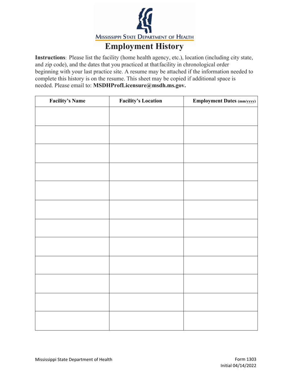 Form 1303 - Fill Out, Sign Online and Download Fillable PDF ...