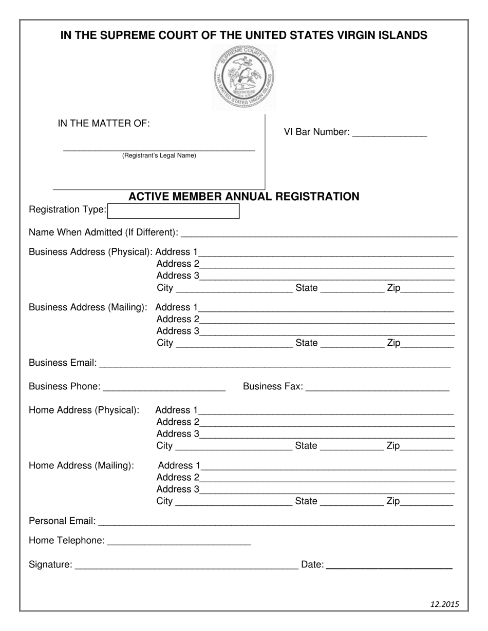 Virgin Islands Active Member Annual Registration - Fill Out, Sign ...