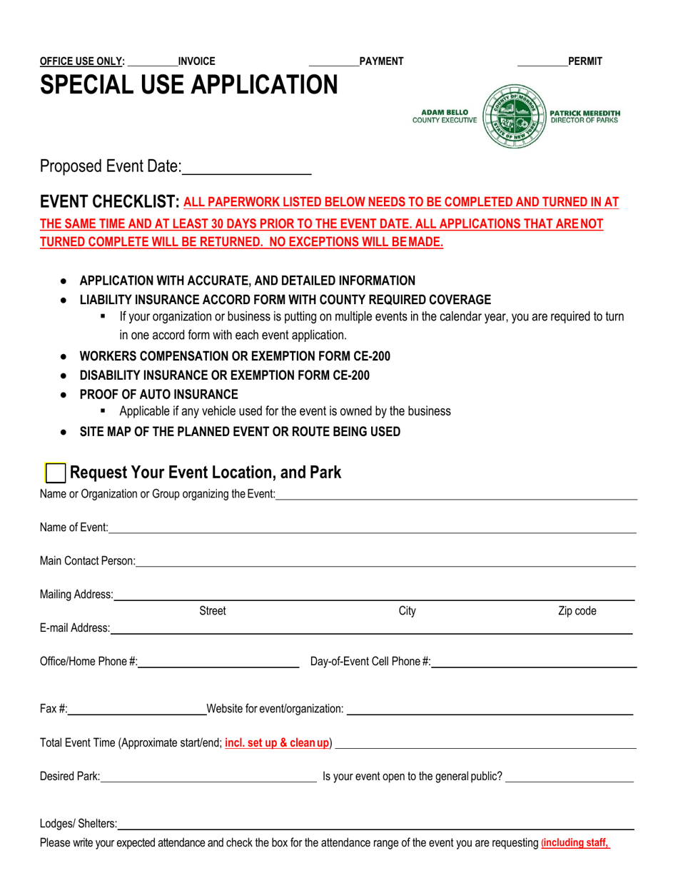 Monroe County, New York Special Use Application - Fill Out, Sign Online ...