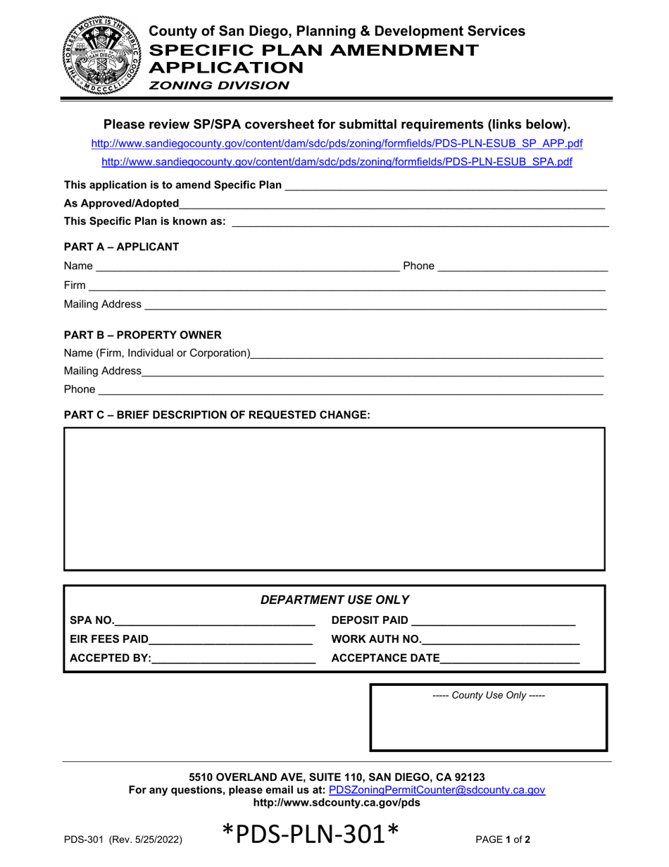 Form PDS-301 - Fill Out, Sign Online and Download Printable PDF, County ...