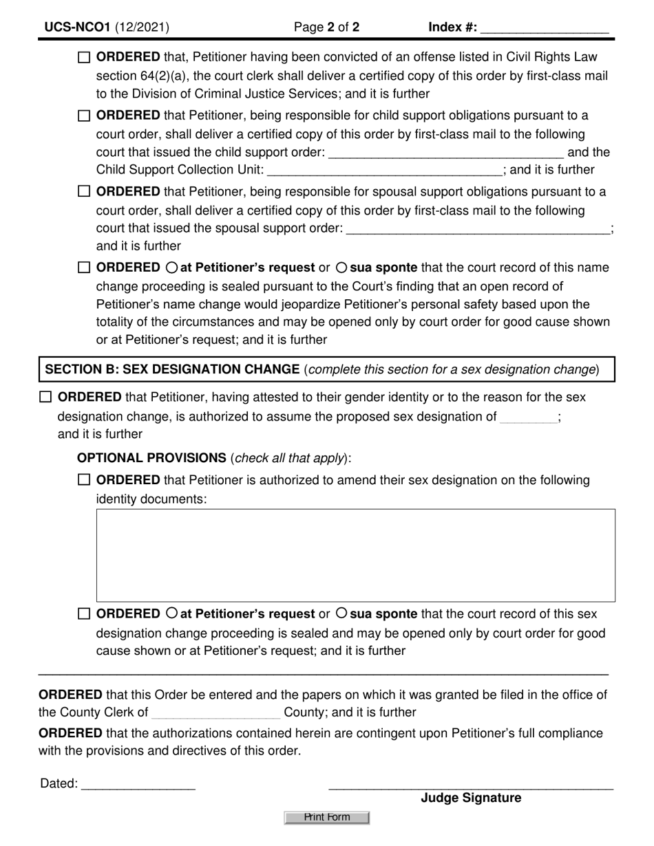 Form Ucs Nco1 Fill Out Sign Online And Download Fillable Pdf New York Templateroller