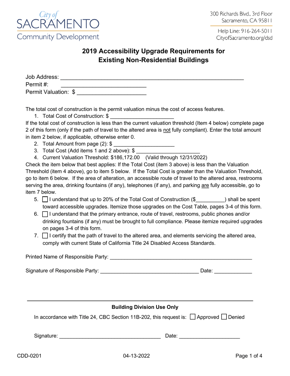 Form CDD-0201 - Fill Out, Sign Online and Download Fillable PDF, City ...