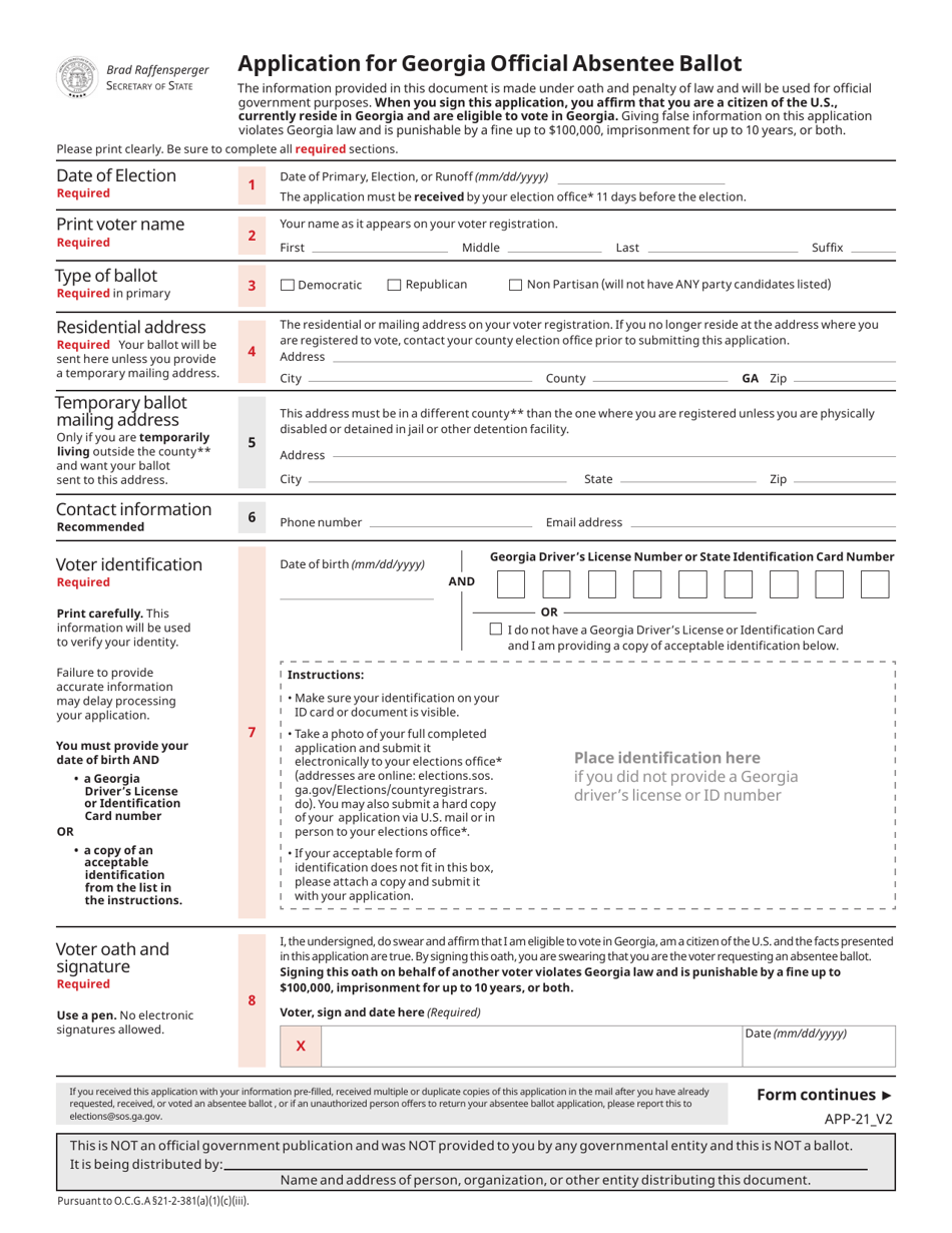 Form APP-21 - Fill Out, Sign Online and Download Fillable PDF, Georgia ...