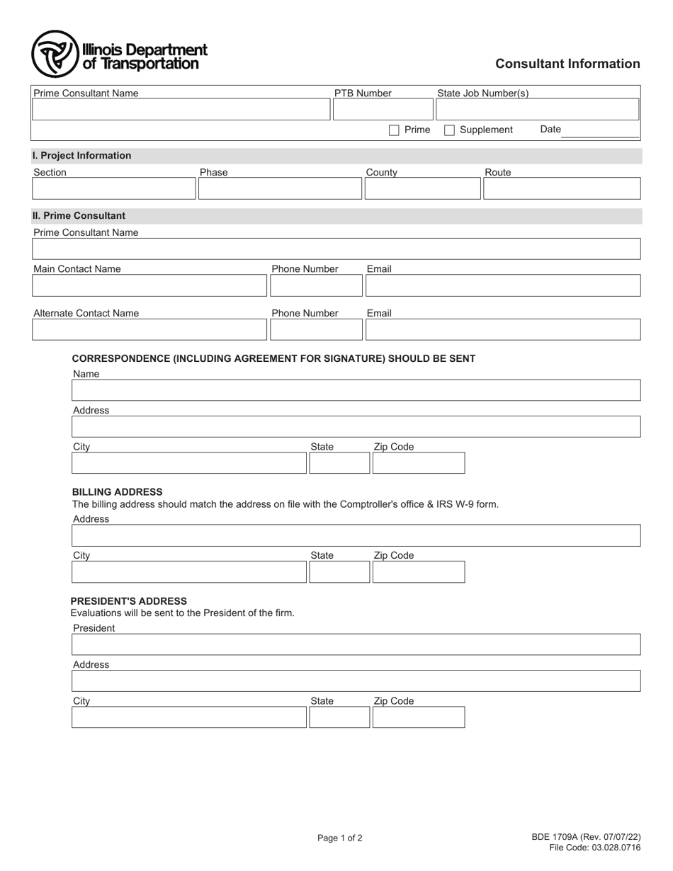 Form BDE1709A Download Fillable PDF or Fill Online Consultant ...