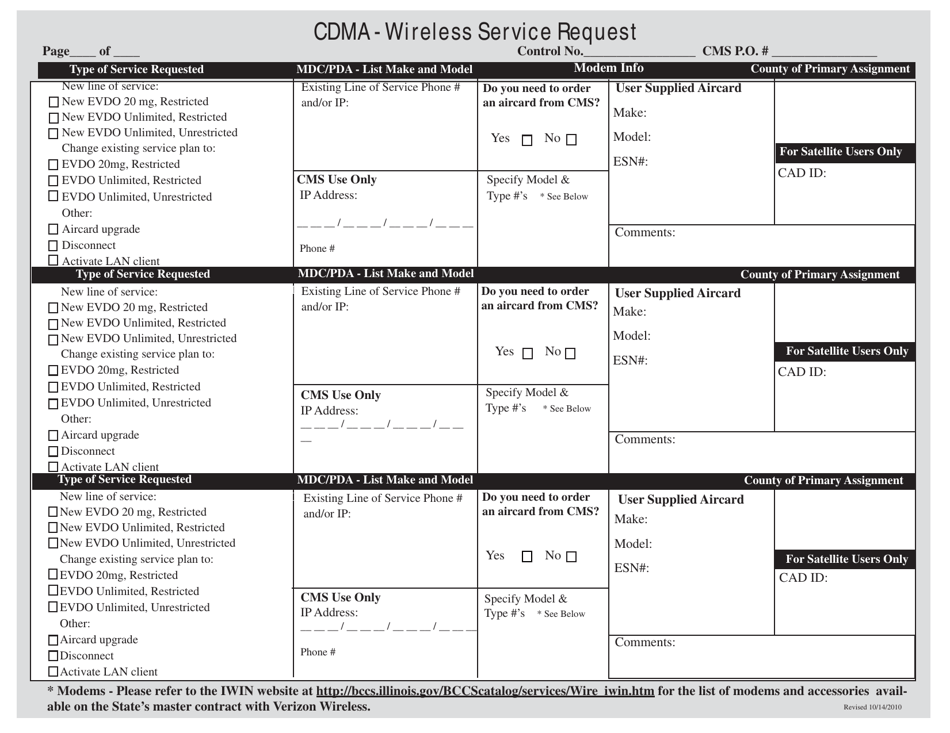 Illinois Cdma - Wireless Service Request - Fill Out, Sign Online and ...