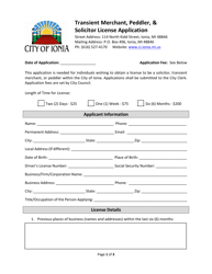 City of Ionia, Michigan Transient Merchant & Peddler License ...