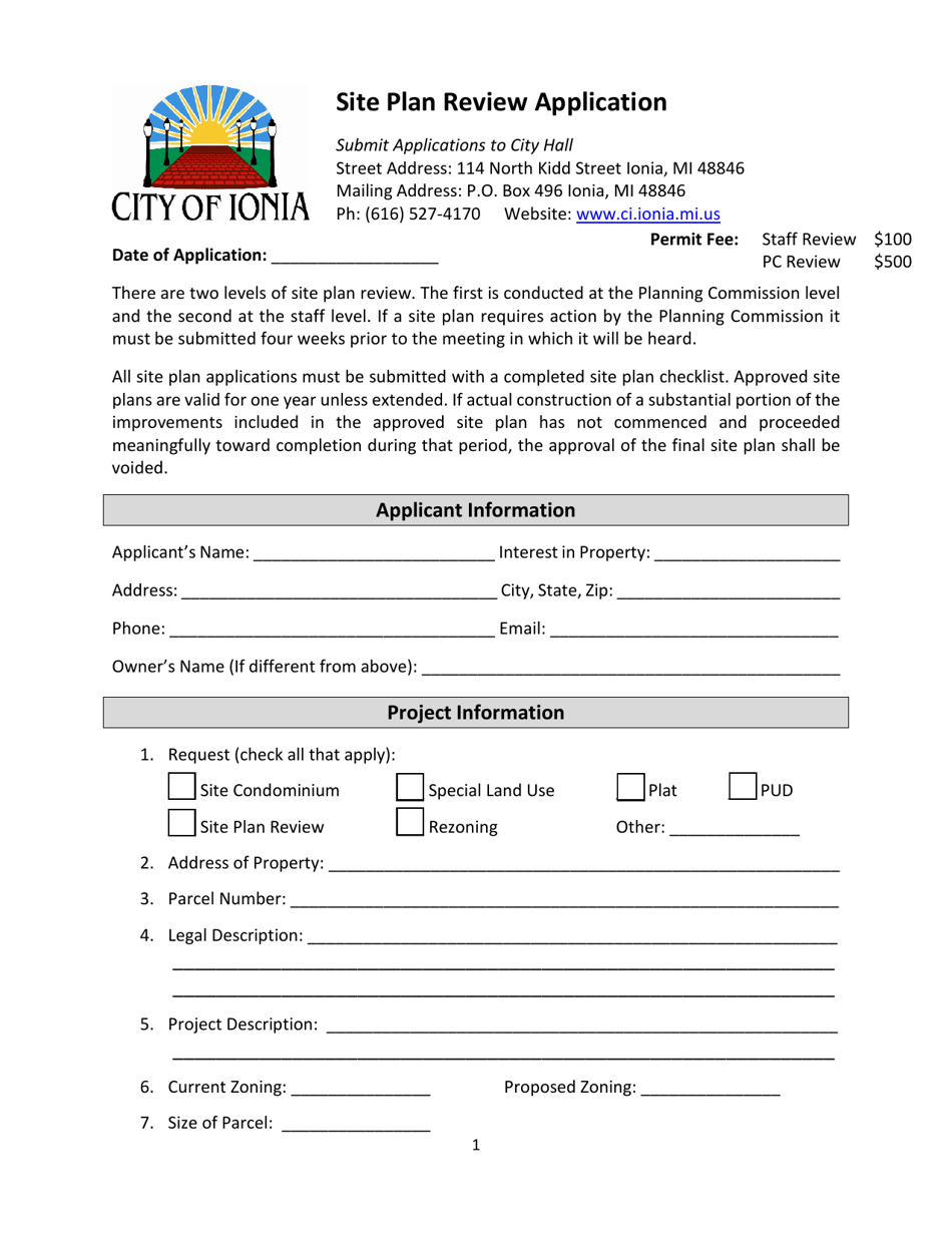 City of Ionia, Michigan Site Plan Review Application - Fill Out, Sign ...