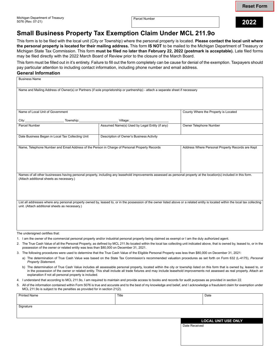 Form 5076 - 2022 - Fill Out, Sign Online and Download Fillable PDF ...
