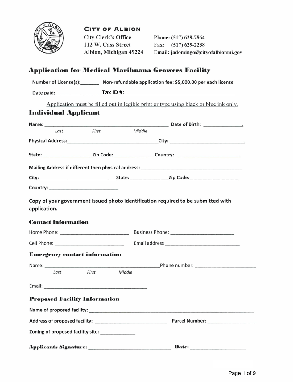 City of Albion, Michigan Application for Medical Marihuana Growers ...